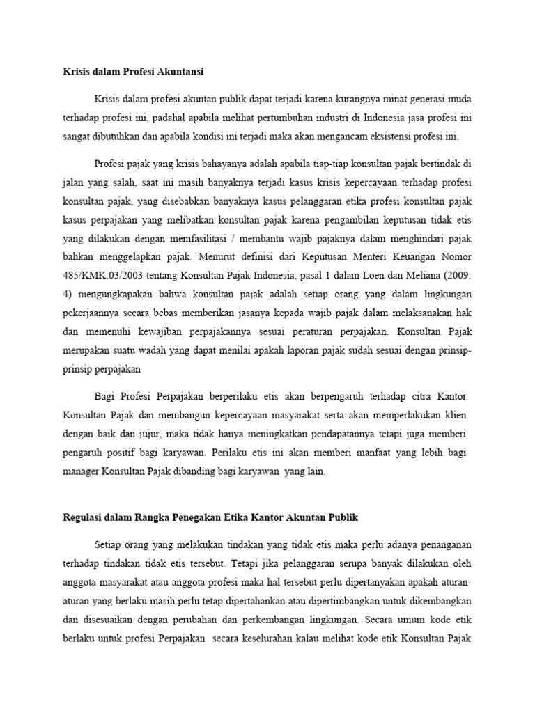 Krisis Etika dalam Profesi Akuntansi | PDF | Pengelolaan Keuangan & Uang