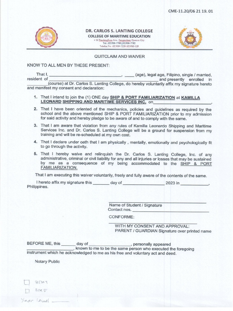 Forms For Ship Familiarization 2023 | PDF
