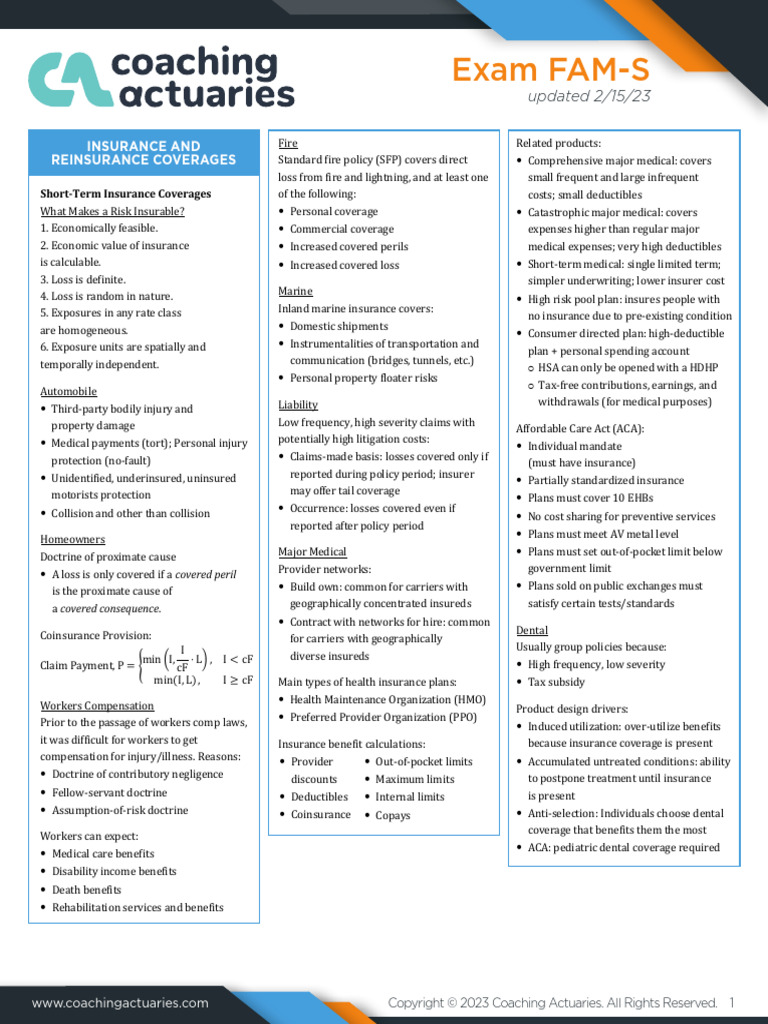 Fam-S Formula Sheet | PDF Fam-S Formula Sheet | PDF