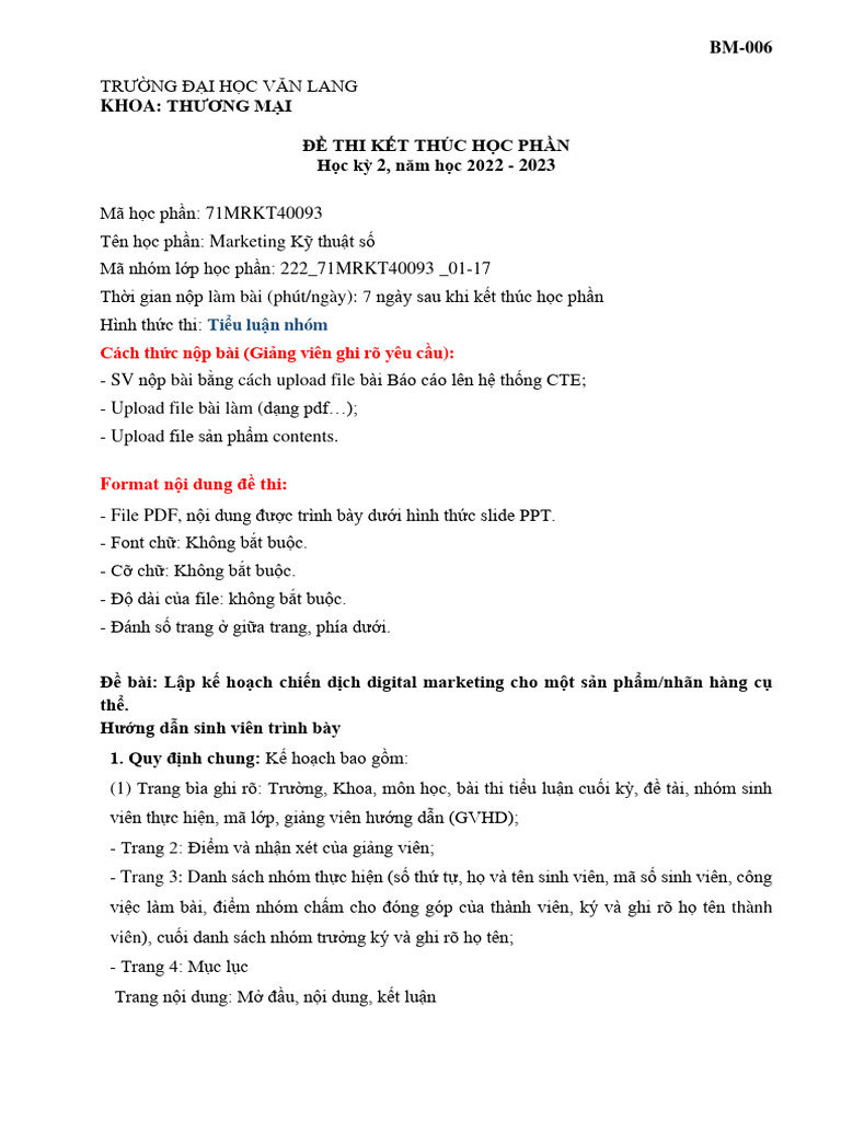 71MRKT40093 - MARKETING KY THUAT SO - K27MAR - TIEUL - de 1 | PDF