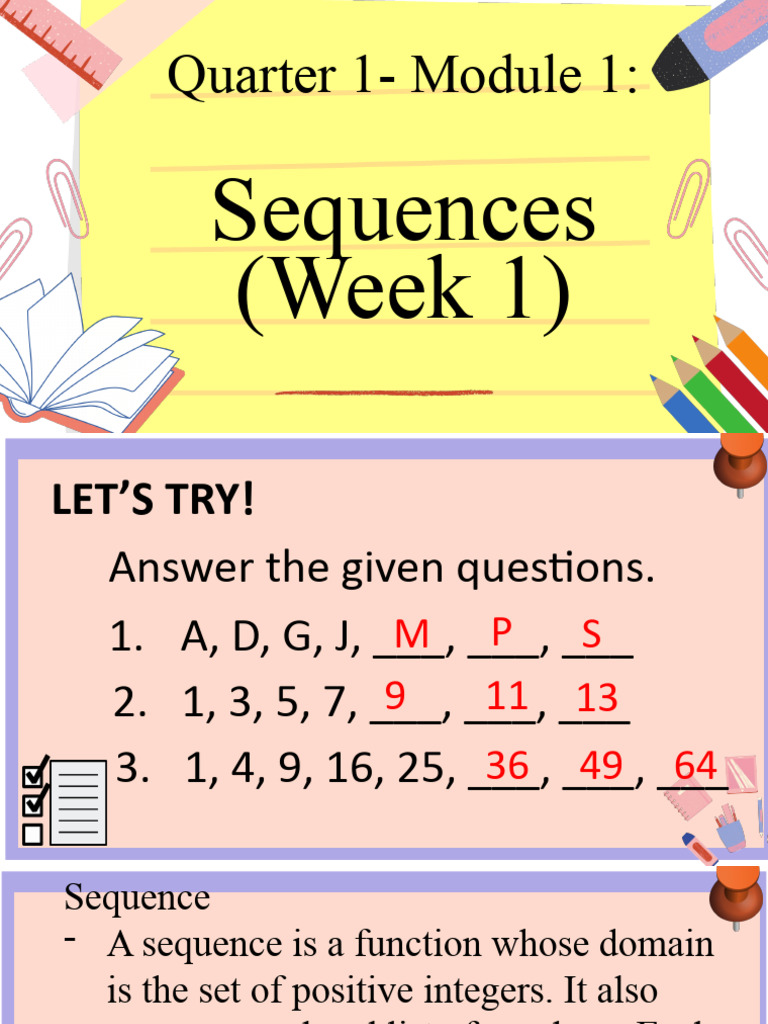 1st QTR Week 1 Sequences | PDF