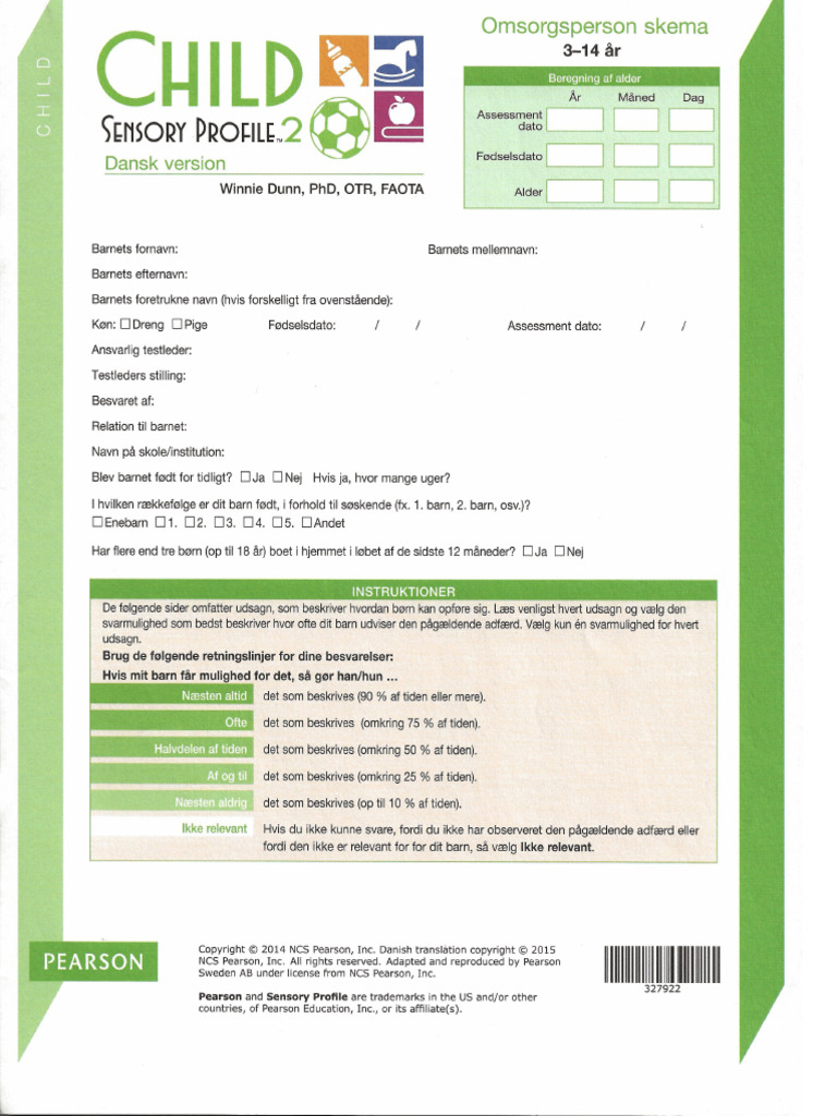 Sensory Profile 2 - Child 3-14år | PDF