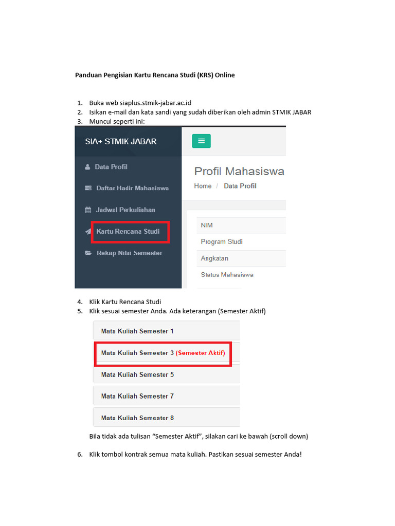 Panduan Pengisian KRS Online | PDF