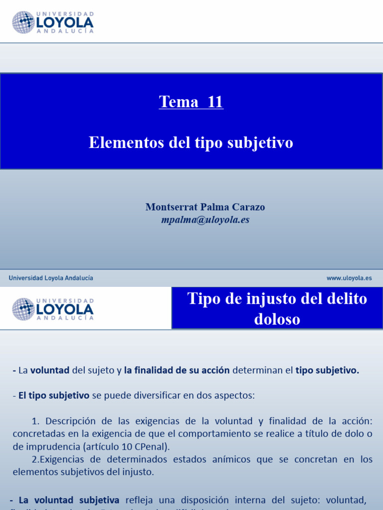 T11 Elementos Del Tipo Subjetivo | PDF T11 Elementos Del Tipo Subjetivo | PDF