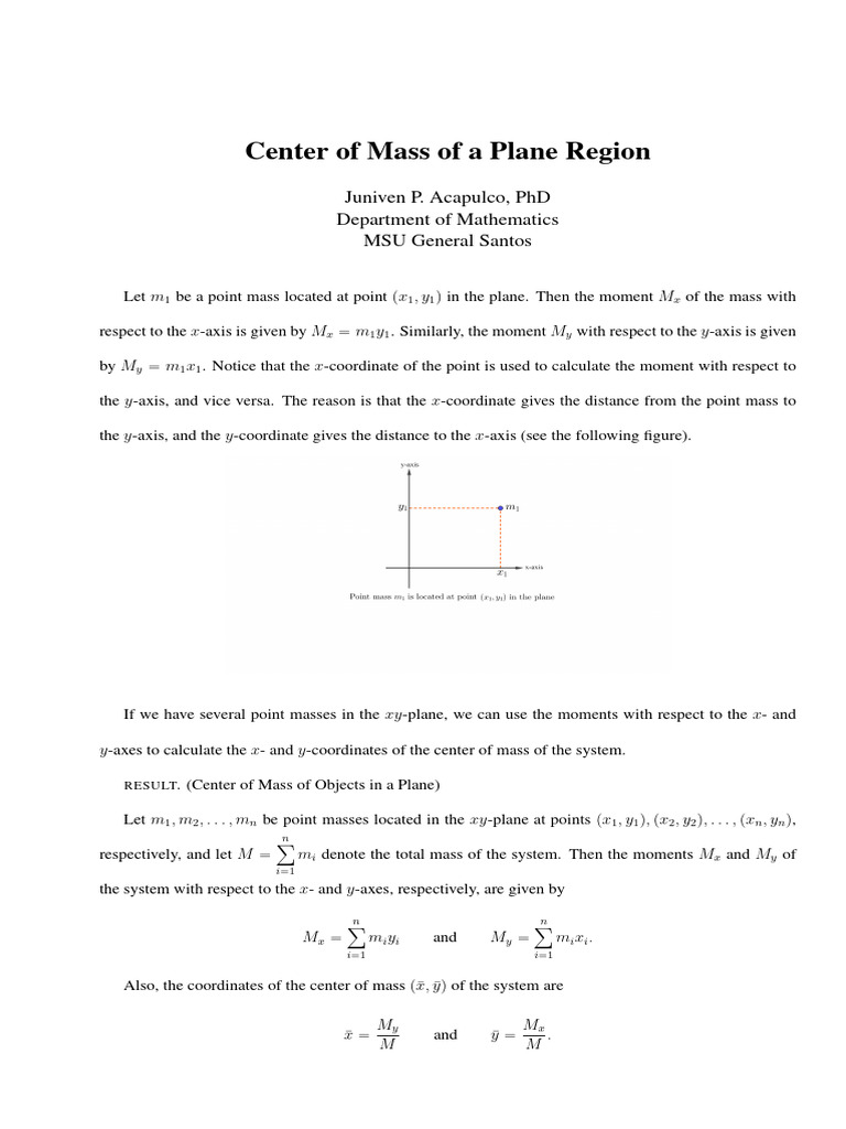 1 - COM of A Plane Region | PDF