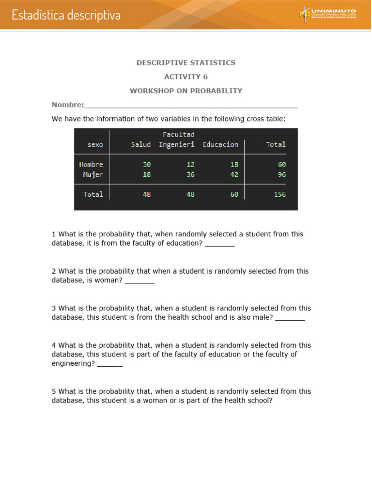 Act Sem 6 Estadistica | PDF