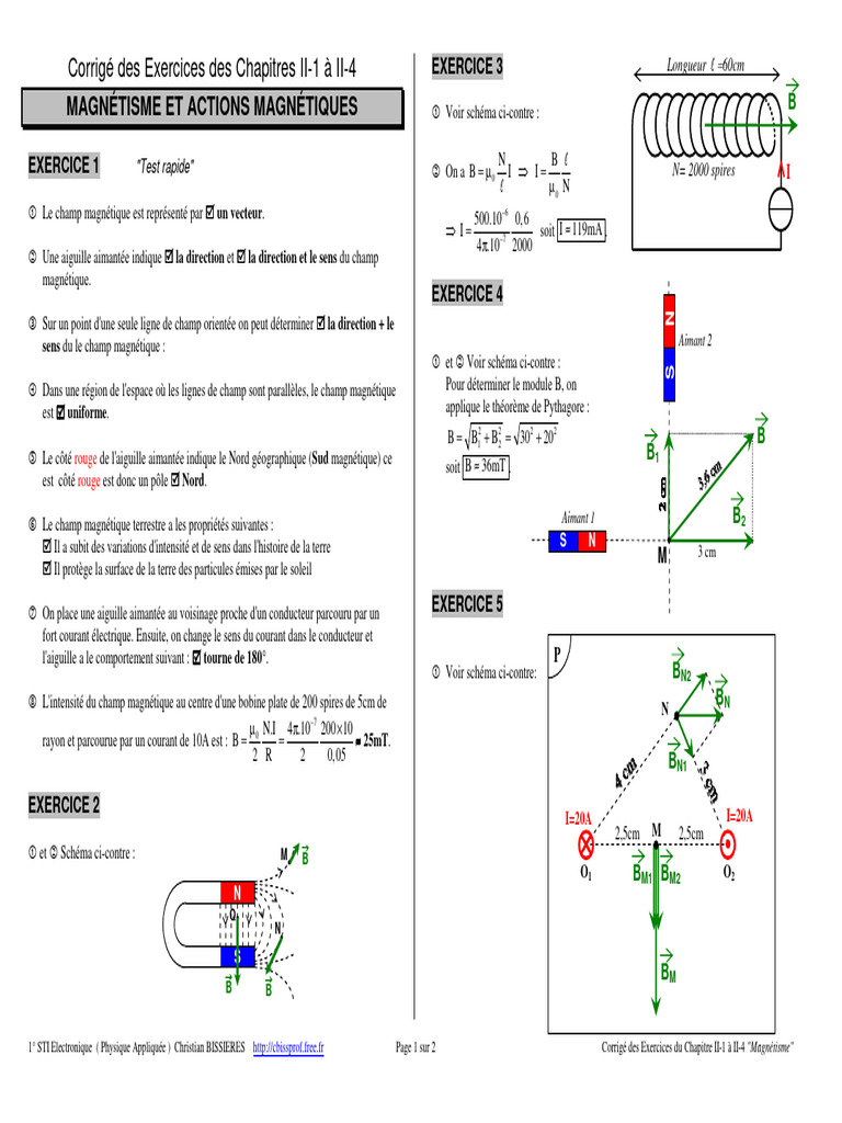 Magnétisme Exercices 8 Exercices + Corrigé | PDF | Sciences et ...