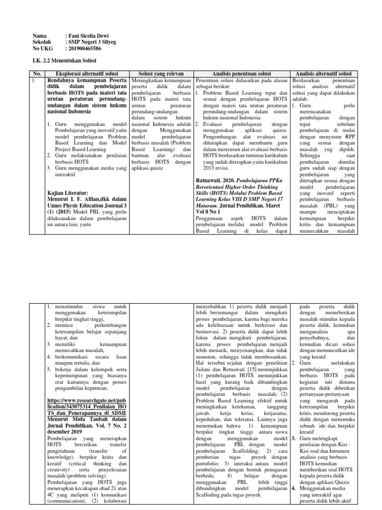 LK 2 2 Menentukan Solusi Fani PDF