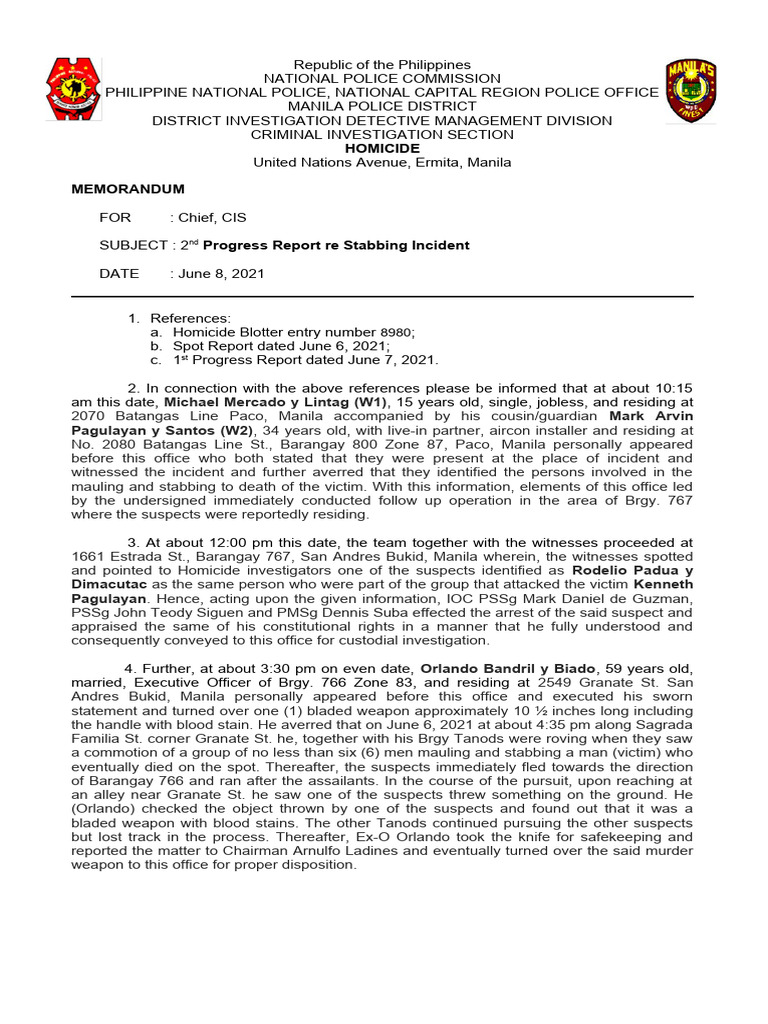 2nd Progress Report | Download Free PDF | Crimes | Crime & Violence