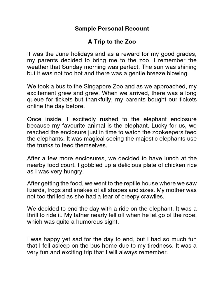 Sample Personal Recount | PDF