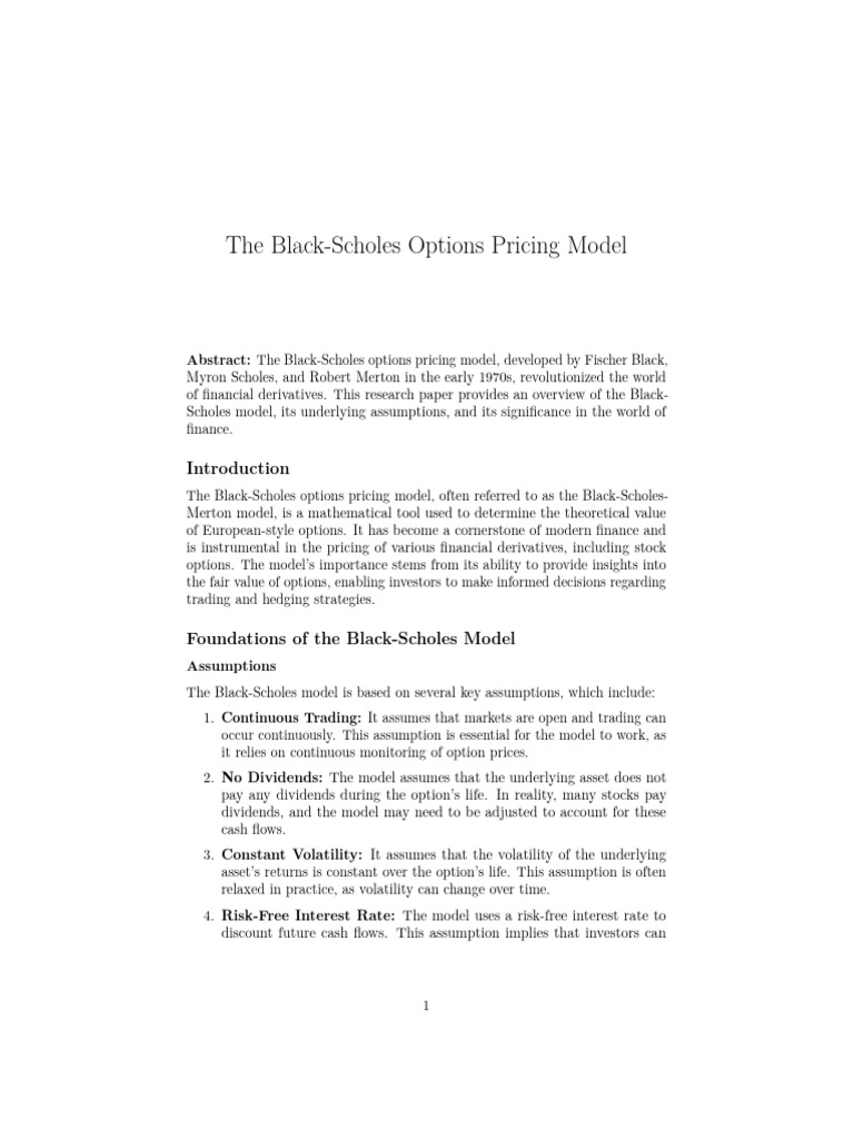 The Black-Scholes Options Pricing Model | PDF | Finance & Money Management