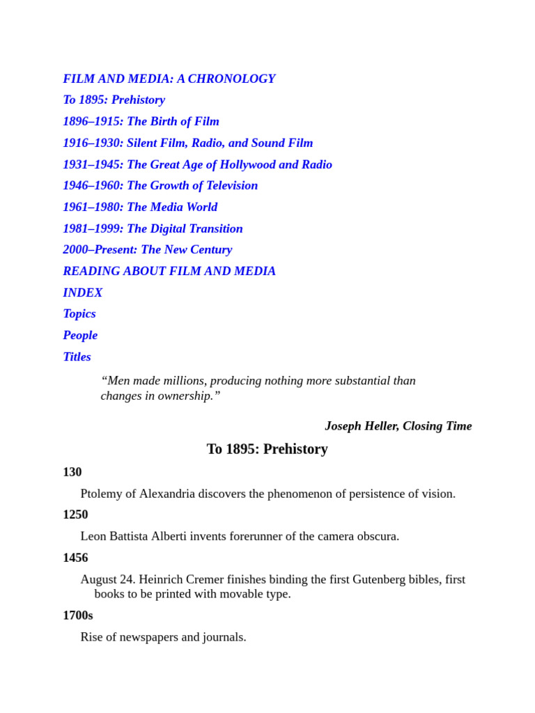 Timeline: History of Film Making | PDF