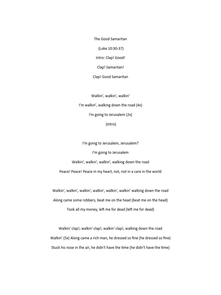 The Good Samaritan (Jazz Chant) | PDF