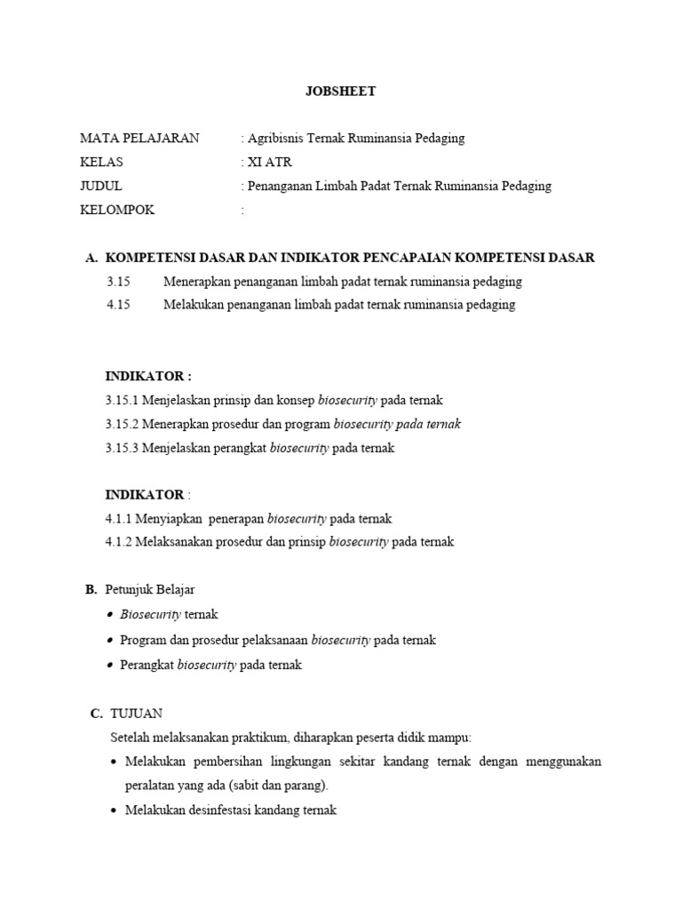 Jobsheet X Atu - Atr - Xi - Pupuk Padat (Bokhasi) | PDF