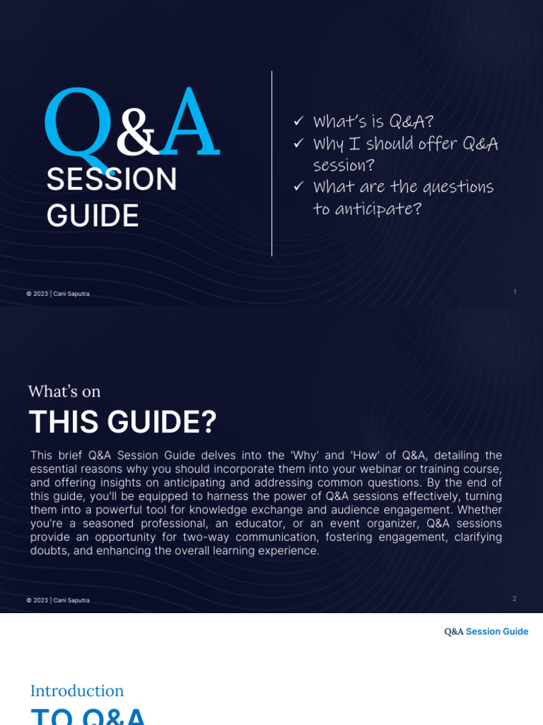 Cani Saputra QnA Session Activity Guide v0.1 | PDF