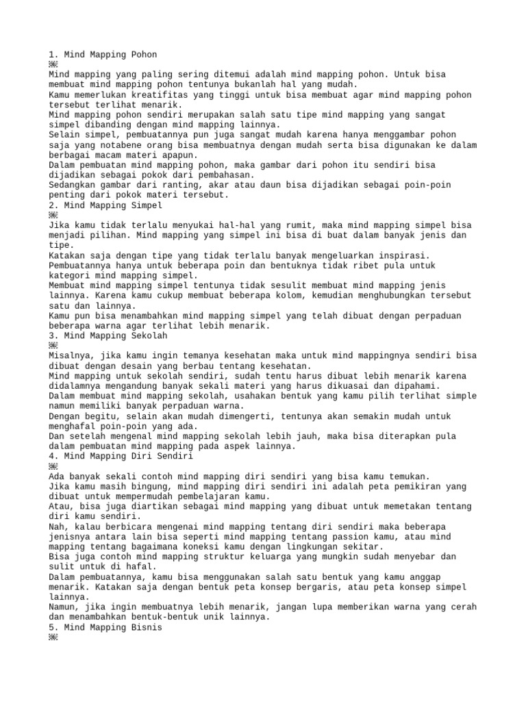 Contoh Mind Mapping Bentuk Pohon | PDF