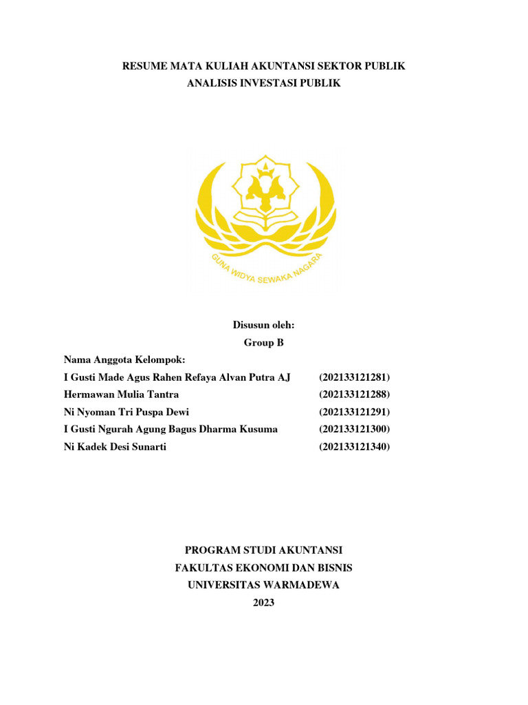 RMK - Group - B - Analisis Investasi Publik - Akuntansi Sektor Publik | PDF