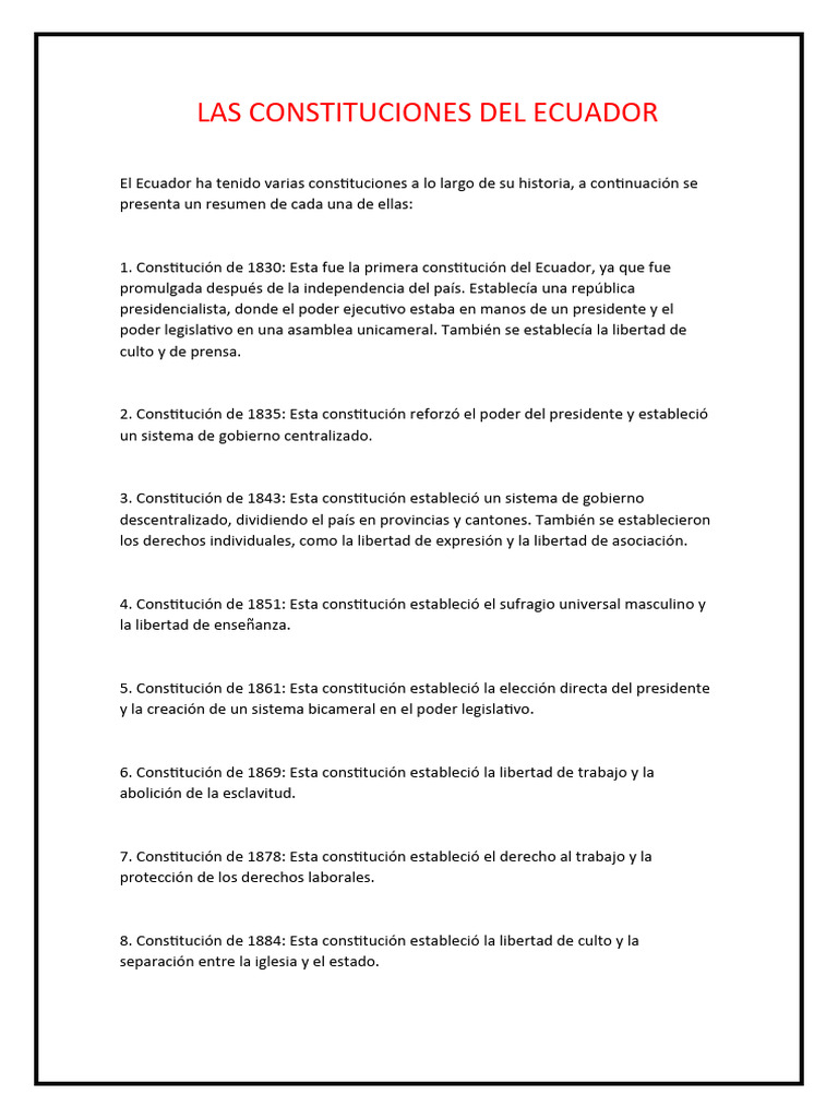 Las Constituciones Del Ecuador Pdf