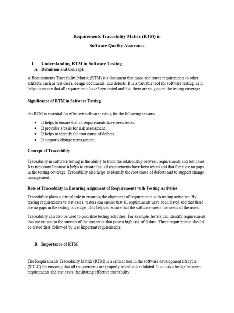 Requirements Traceability Matrix Rtm Pdf