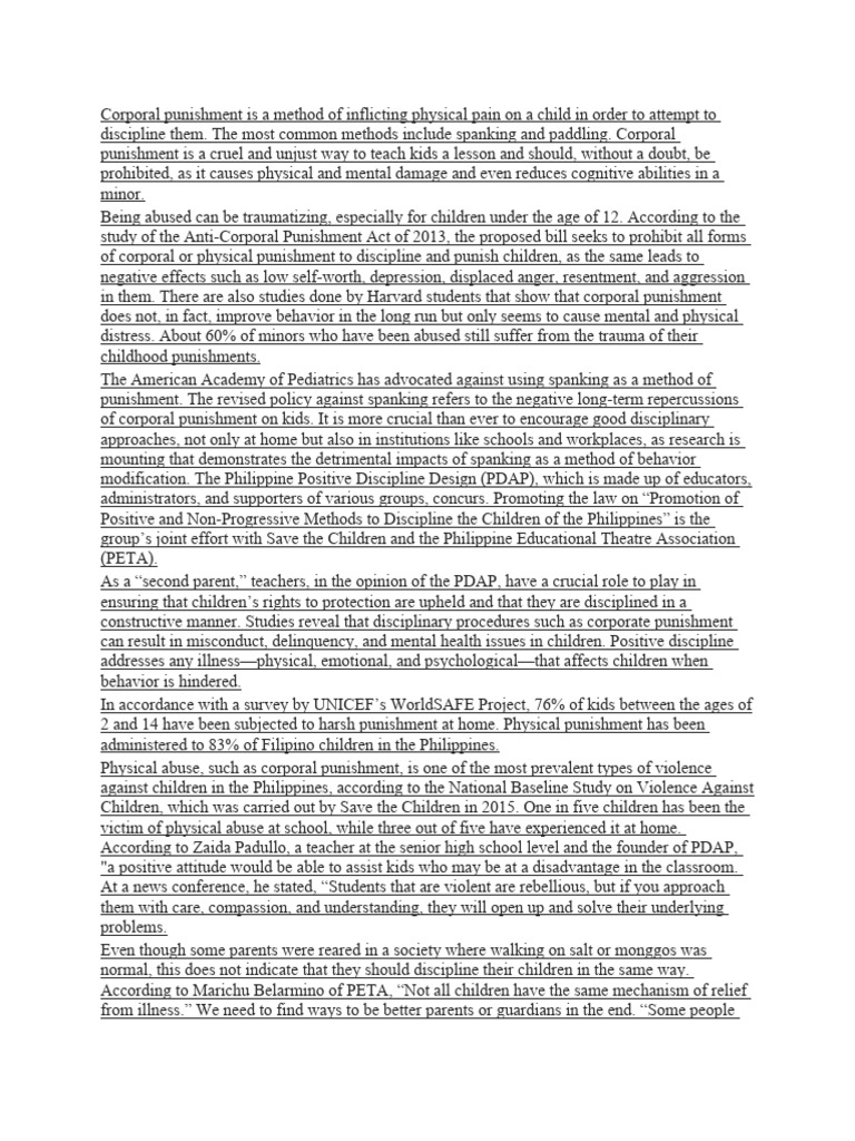 Ending Corporal Punishment for Kids | PDF