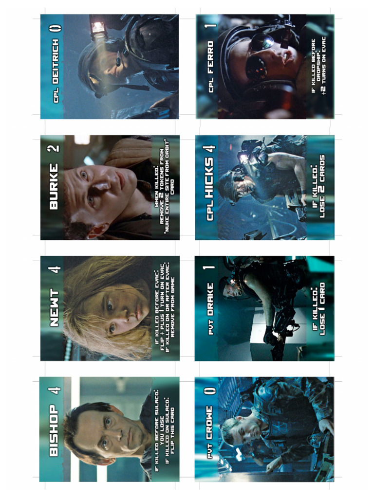 Aliens This Time Its War Card Sheets 1-5 | PDF