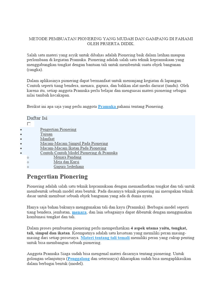 Metode Pionering Pramuka yang Praktis | PDF