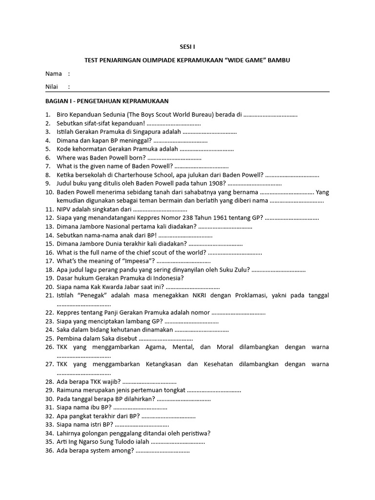 Soal Penjaringan | PDF