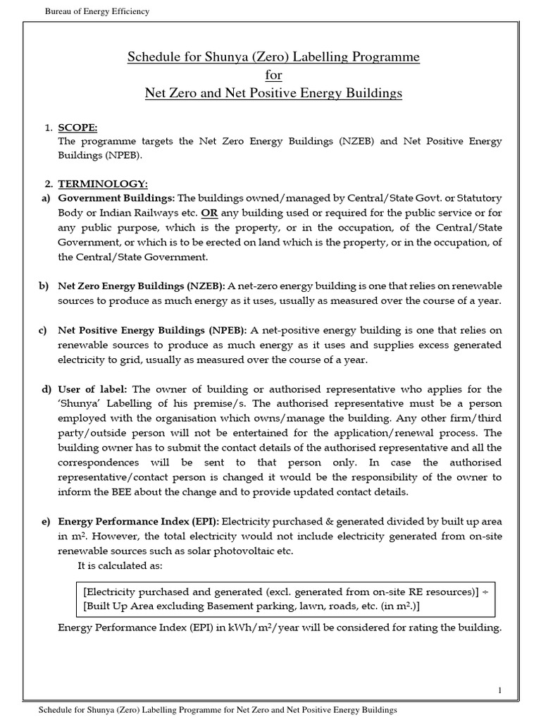 BEE Net Zero Building Rating | PDF