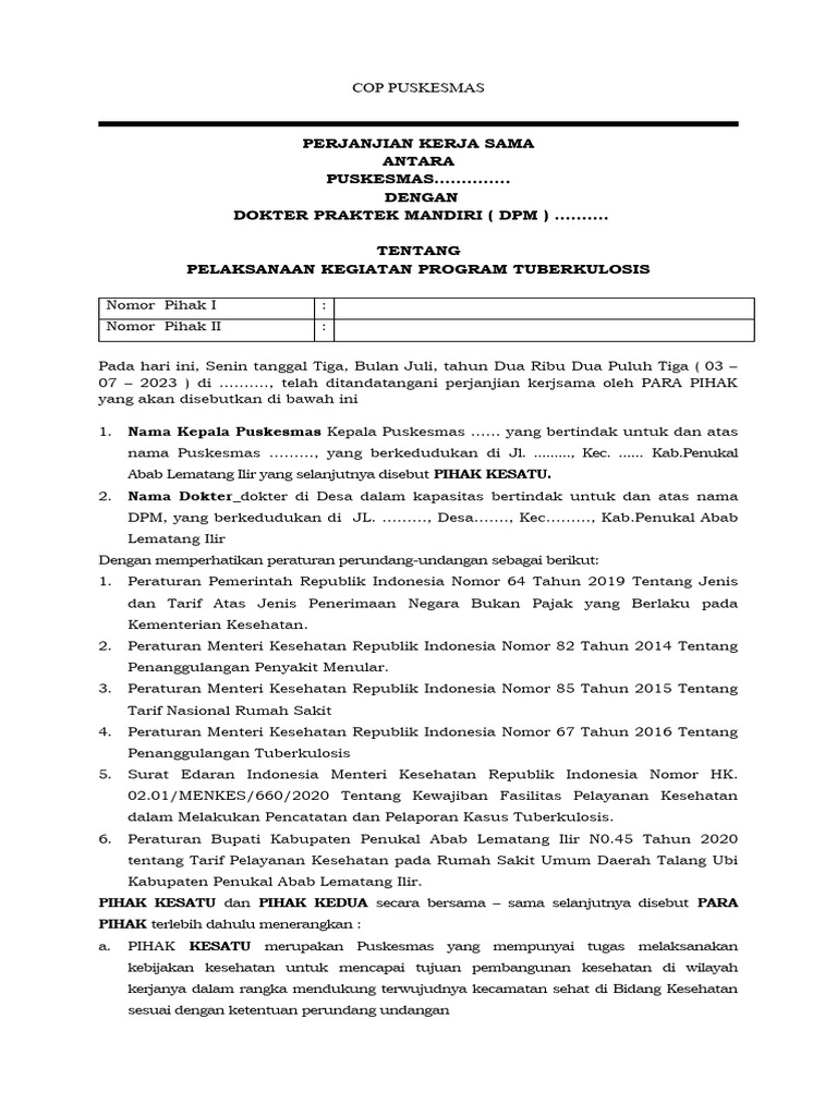 Kerja Sama Puskesmas & DPM TB | PDF | Pengembangan Diri
