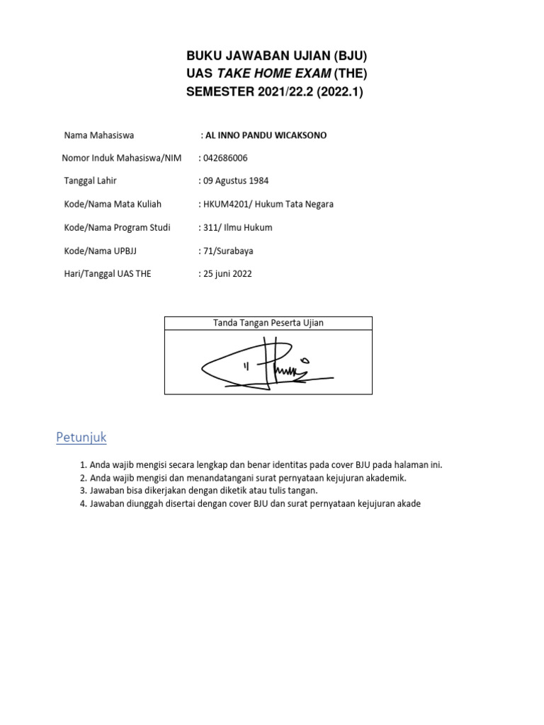 Lembar Jawaban Hkum 4201 | PDF