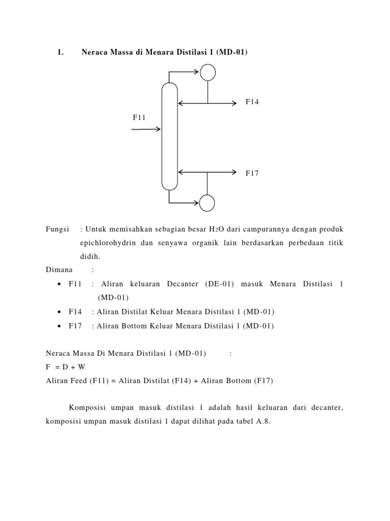 Contoh Neraca Massa Dan Panas Menara Distilasi | PDF