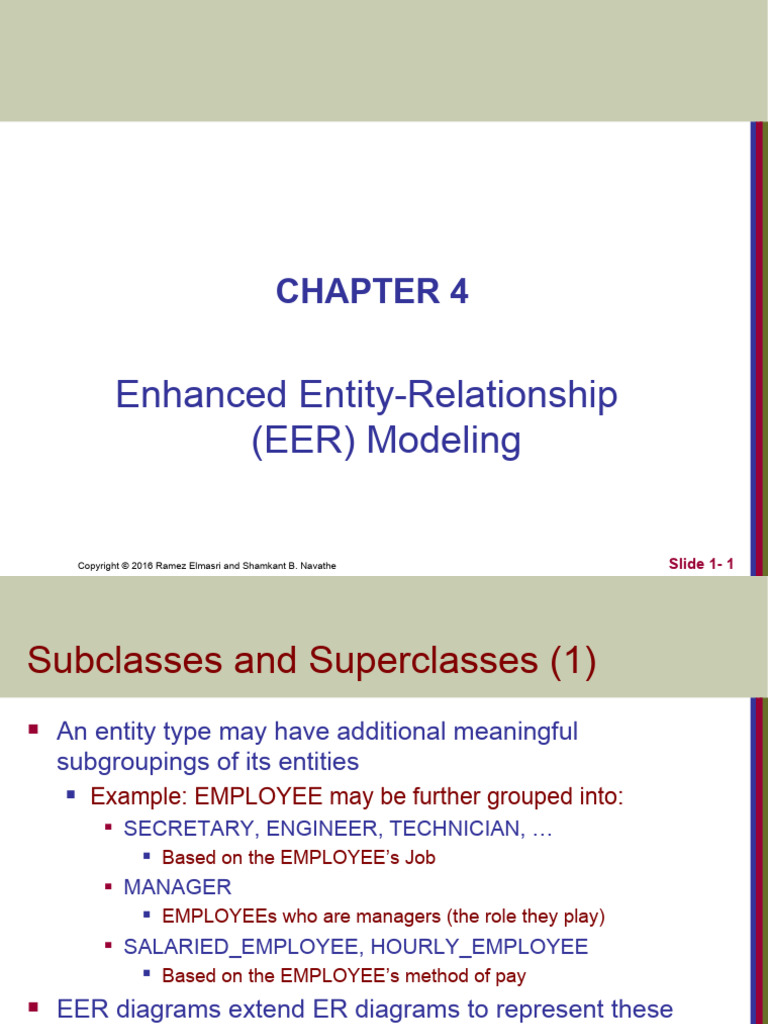 Week 5 - Enhanced Entity-Relationship (EER) Modeling V1.02 | PDF