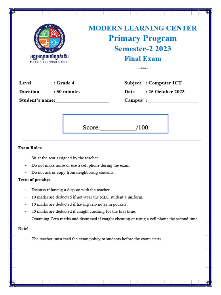 Computer ICT Grade 4 (Color) . | PDF