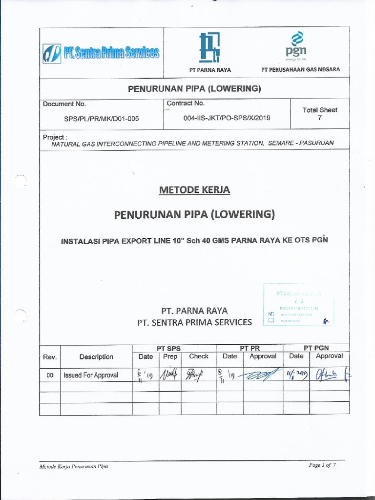 Metode Kerja Penurunan Pipa | PDF