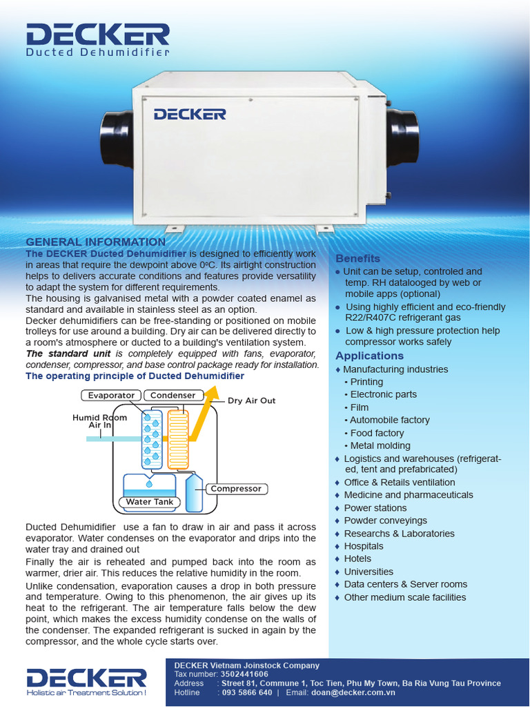 DECKER - Ducted dehumidifier-R22-R407C | PDF