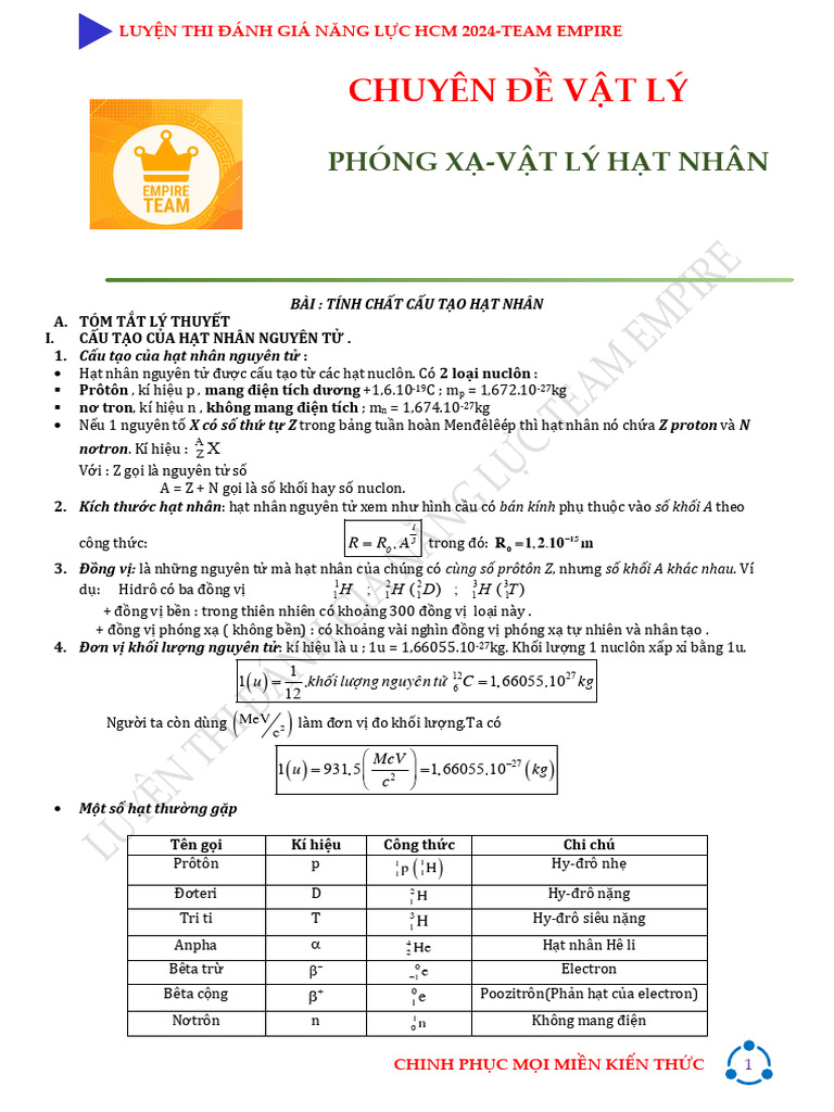 Phong Xa Vat Ly Hat Nhan Tai Lieu Day Chinh | PDF
