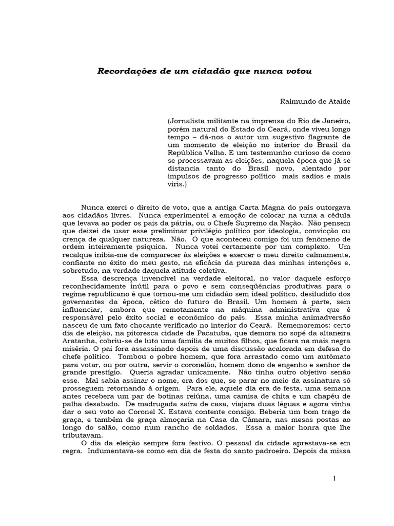 Artigo de Raimundo Ataide Cultura Política 1941 | PDF | Brasil | Família
