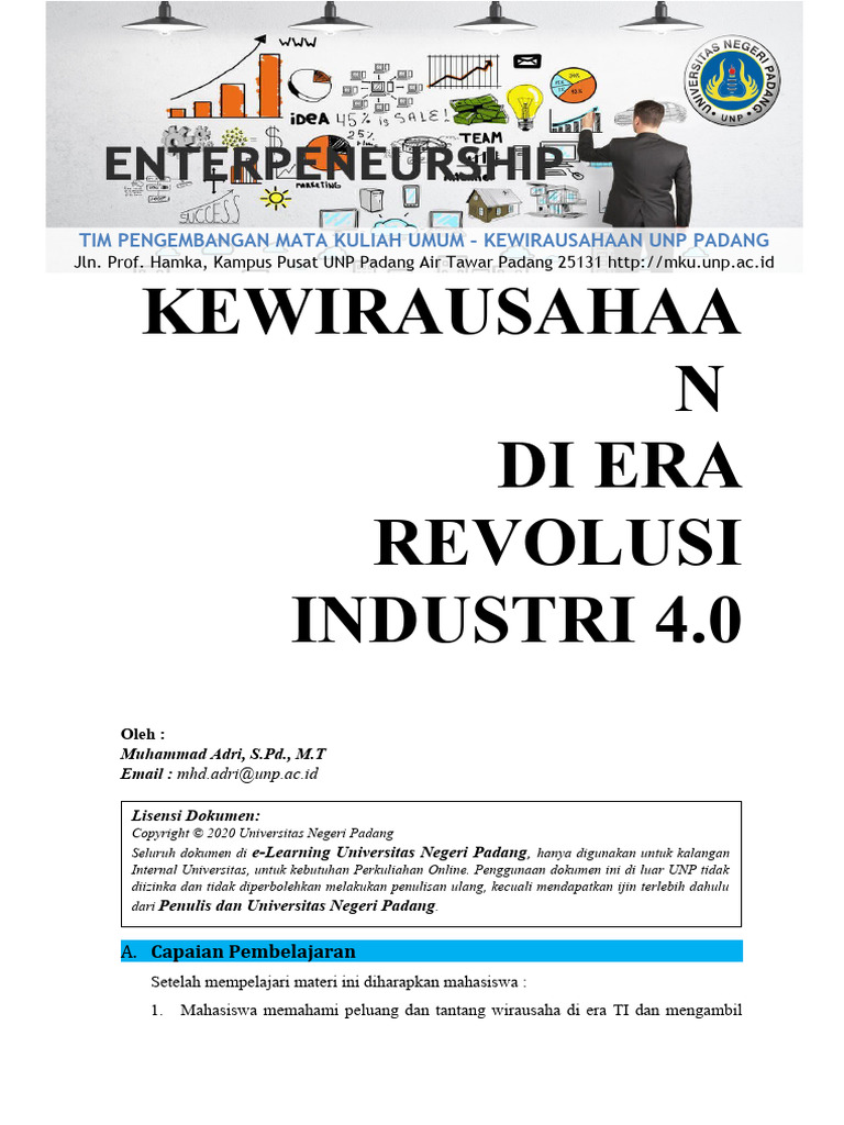 Modul 06. Kewirausahaan Di Era Revolusi Industri 4 | PDF