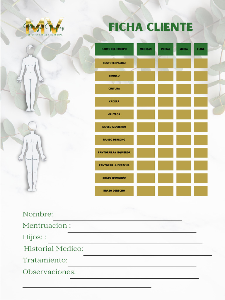 Ficha Cliente Spa | PDF