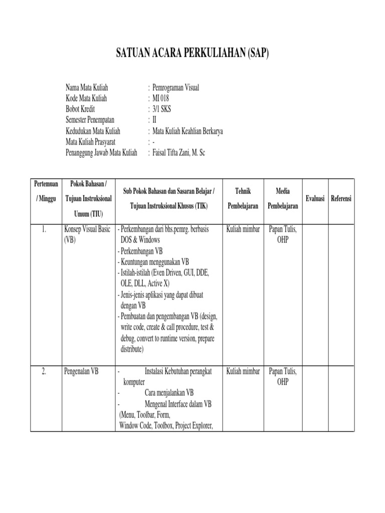 Sap 3 Pemrograman Visual 105 | PDF