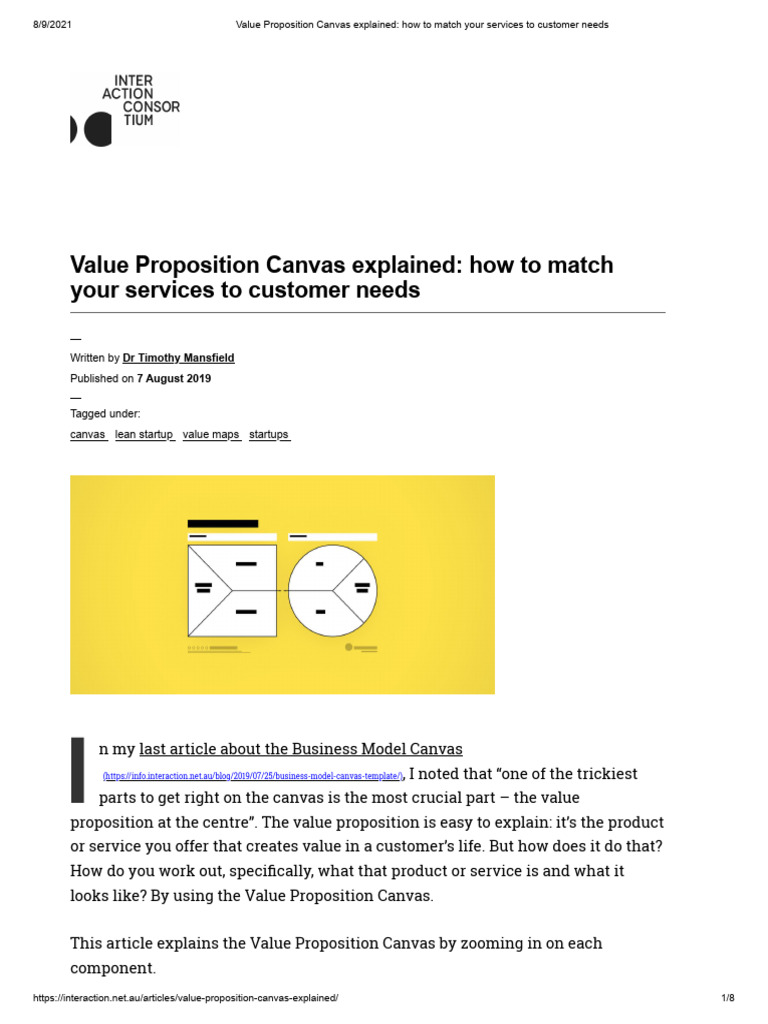 Value Proposition Canvas Explained How To Match Your Services To Customer Needs Pdf