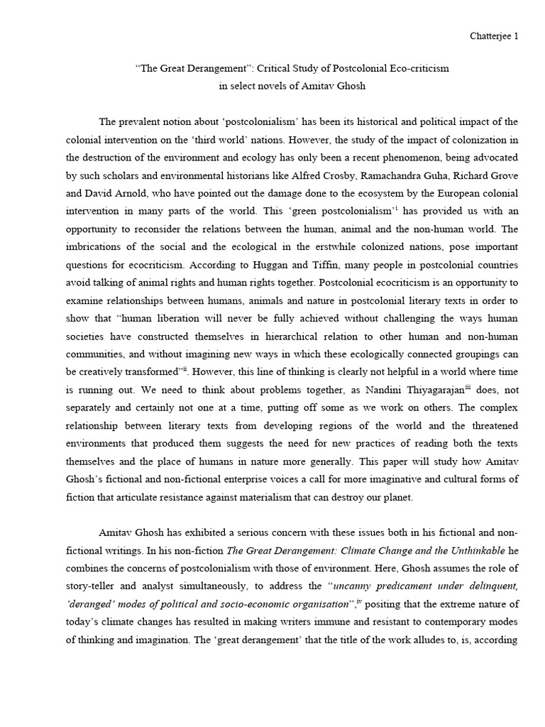 "The Great Derangement": Critical Study of Postcolonial Eco-Criticism ...
