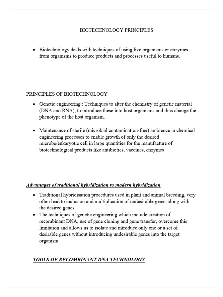Principles of Biotechnology Explained | PDF