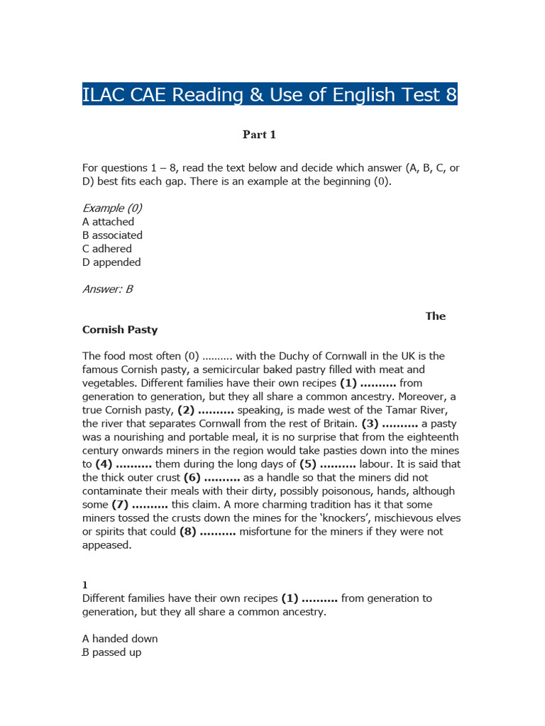 CAE Reading & Use of English Test 8 | PDF