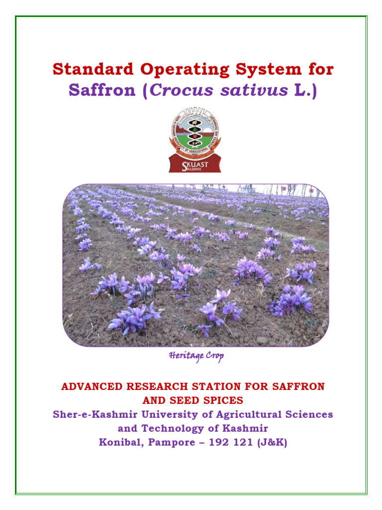 SOP On Saffron Cultivation | PDF