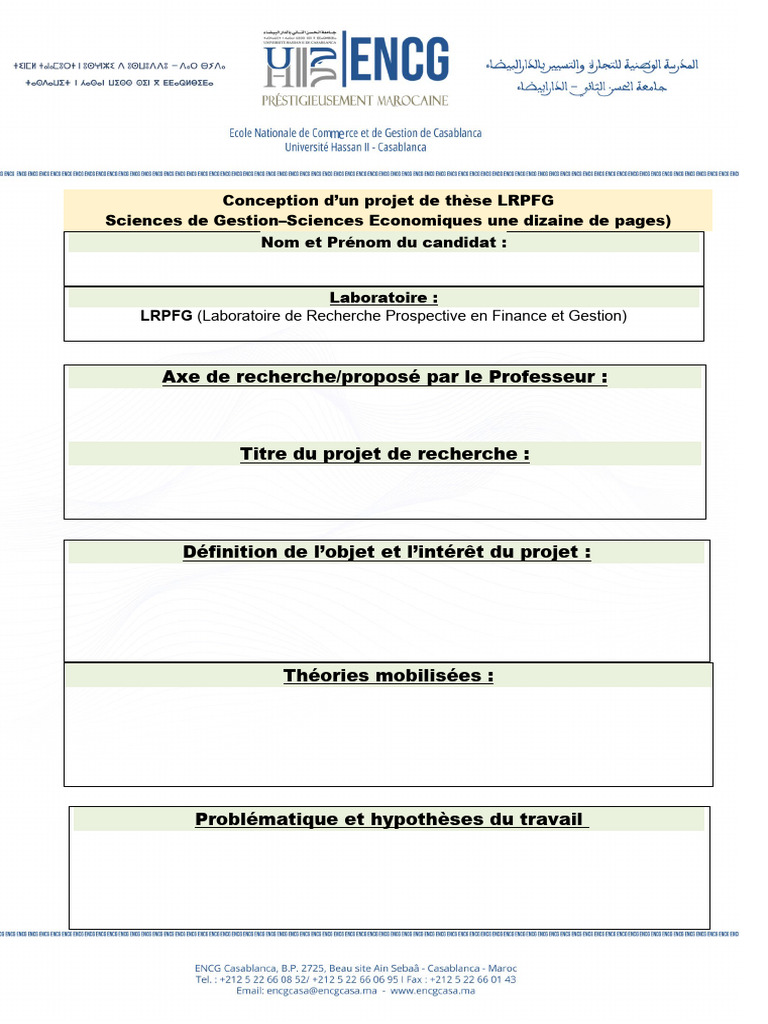 Projet de Thèse LRPFG 2023-2024 | PDF