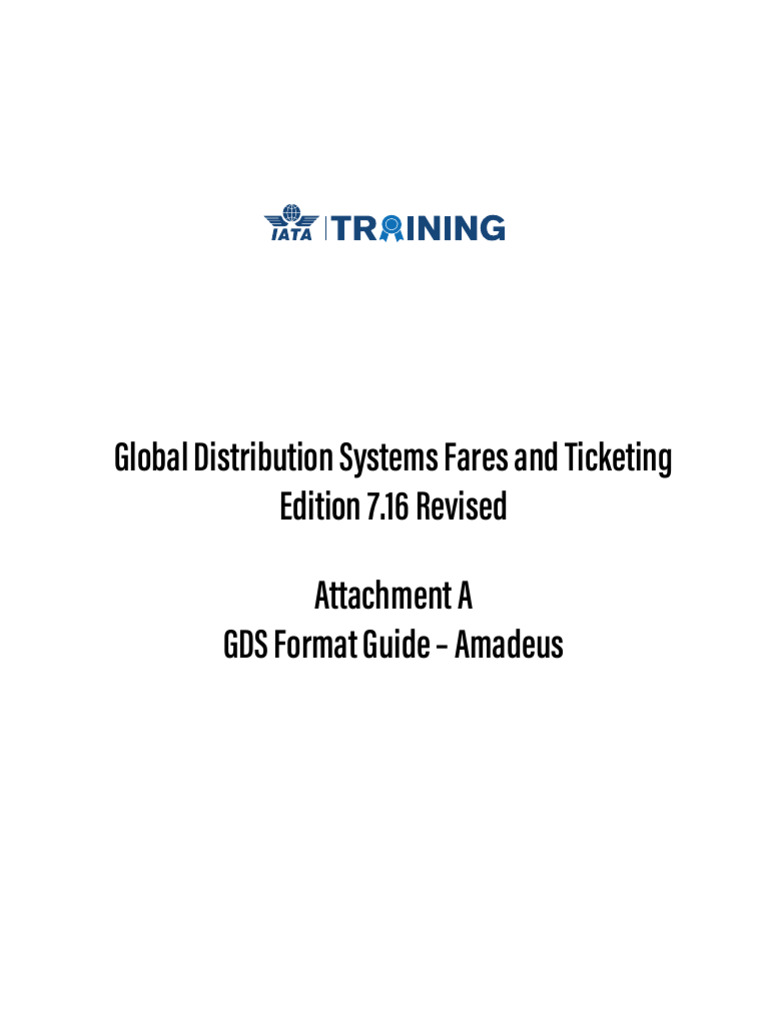 Global Distribution Systems Fares and Ticketing Edition 7.16 Revised ...
