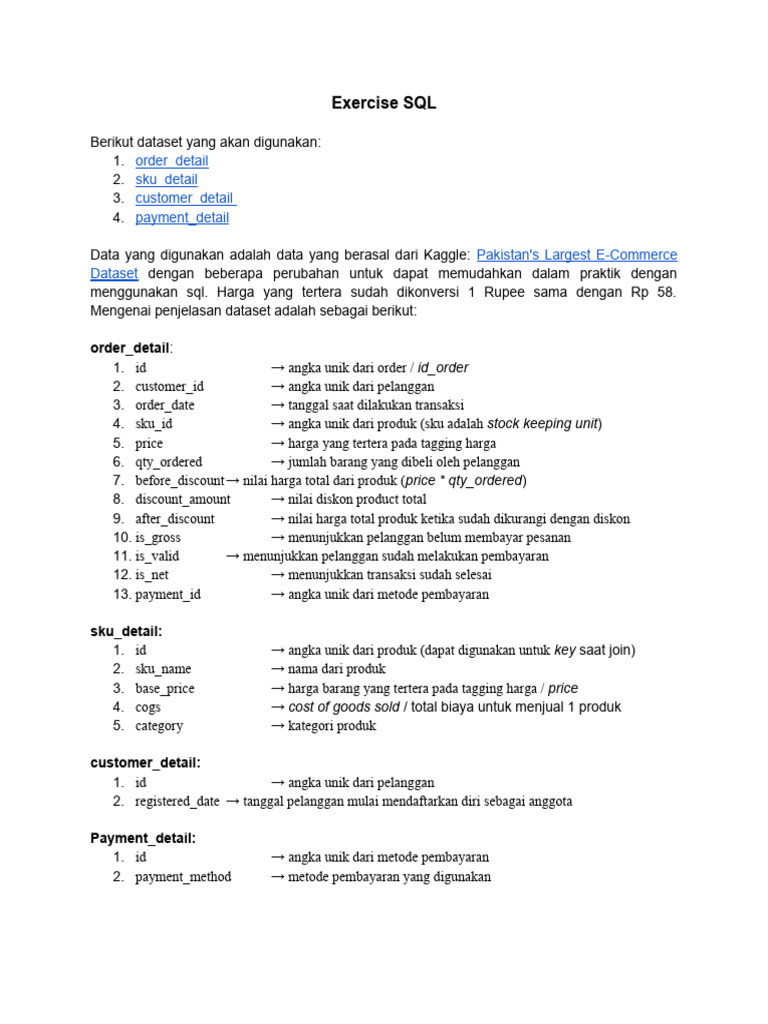 Exercise SQL | PDF Exercise SQL | PDF