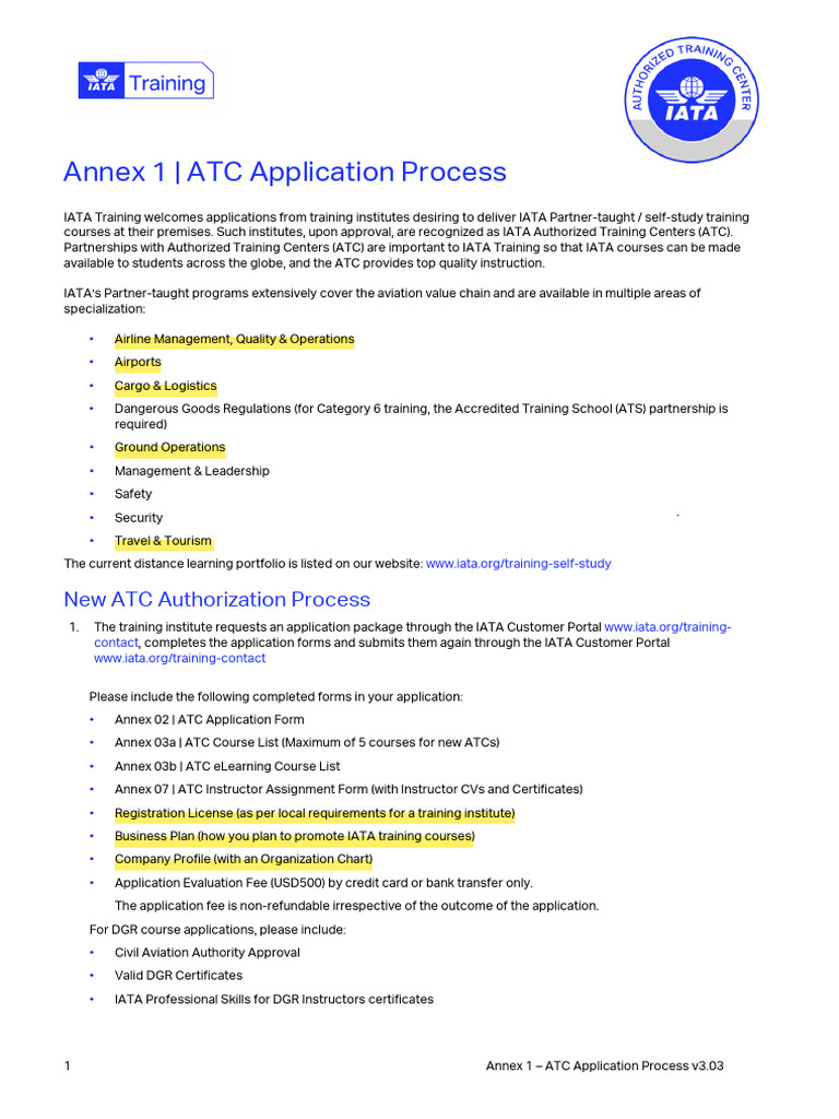 ATC Application Process | PDF