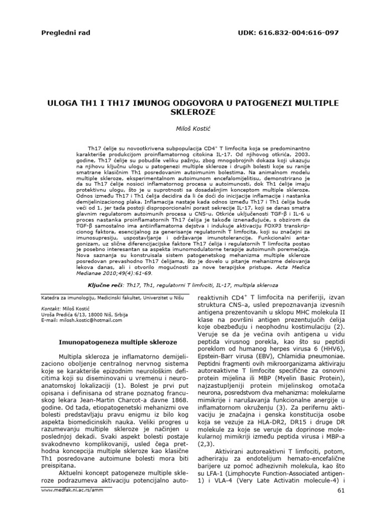 61-69 Milos Kostic-Uloga TH1 I TH17... | PDF
